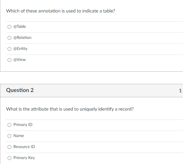 Solved Which of these annotation is used to indicate a | Chegg.com
