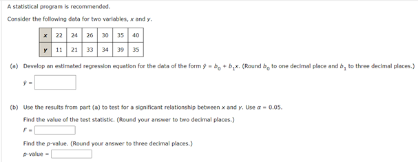 Solved A statistical program is recommended. Consider the | Chegg.com