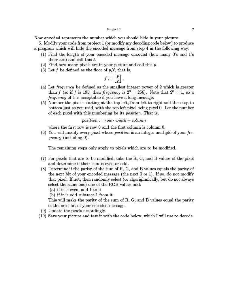 Solved Project 2: Matrix Operations and Steganography 1. | Chegg.com