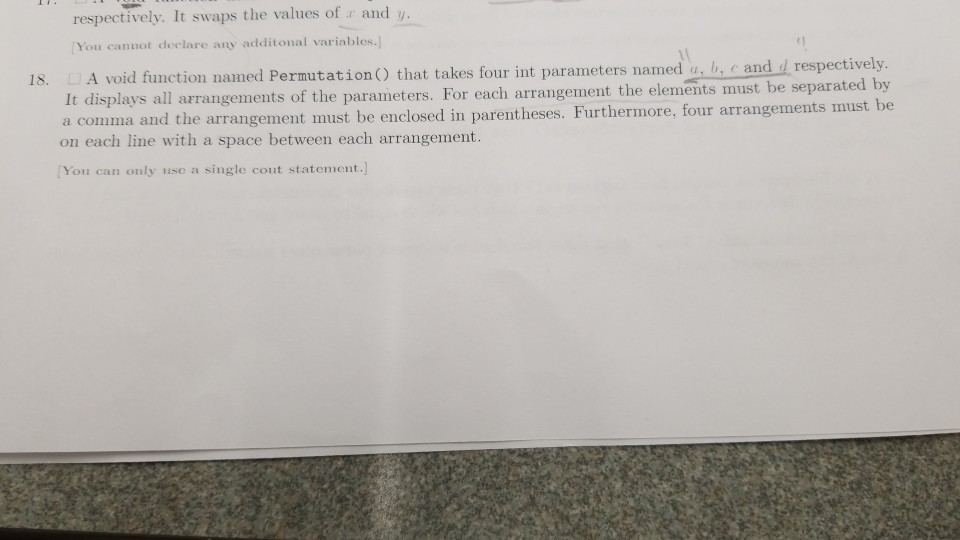 (Solved) : Respectively Swaps Values Y Cannot Declare Additonal ... (Solved) : Respectively Swaps Values Y Cannot Declare Additonal ...