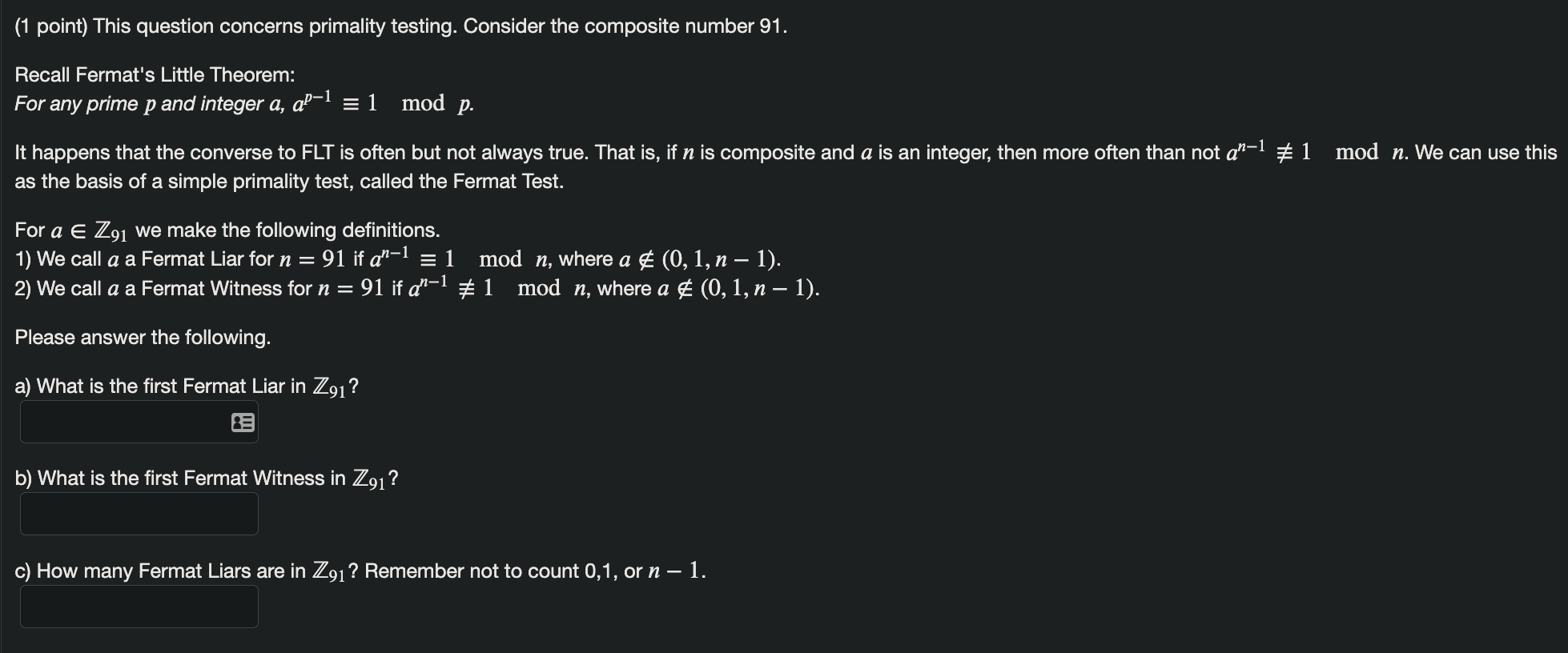 Solved 1 Point This Question Concerns Primality Testing 4999