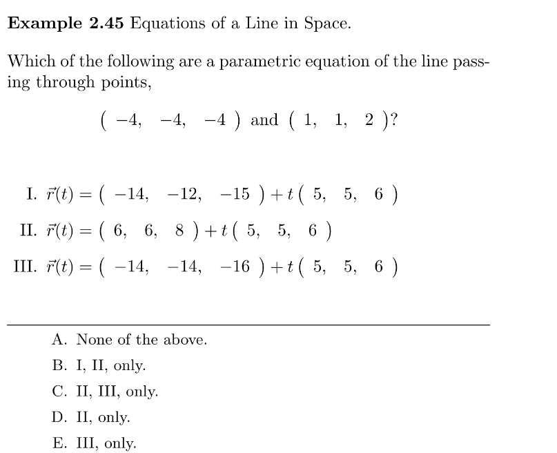 Solved Example 2.45 ﻿Equations of a Line in Space.Which of | Chegg.com