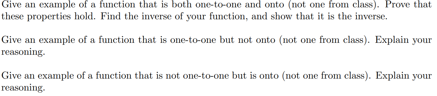 Solved Give an example of a function that is both one-to-one | Chegg.com