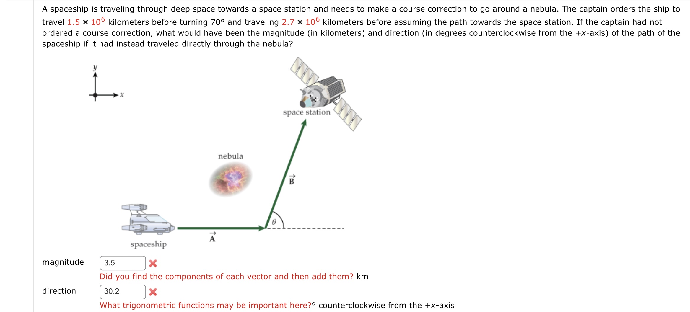 Solved A spaceship is traveling through deep space towards a | Chegg.com