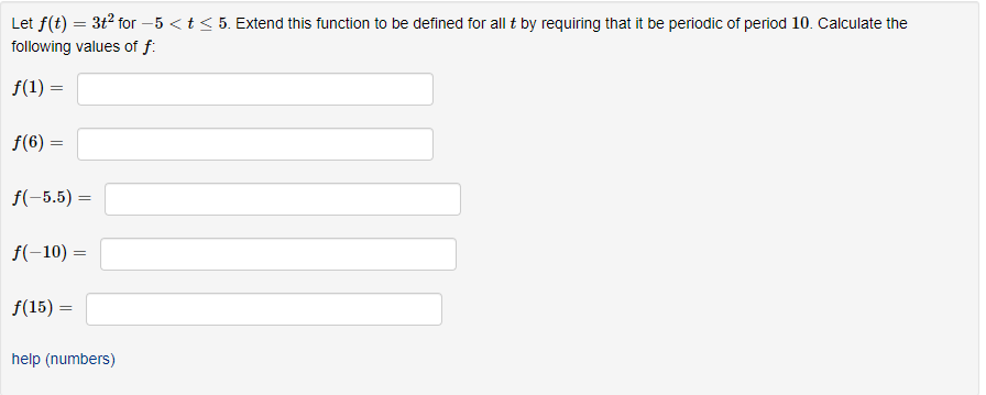 Solved Let f(t)=3t2 for −5 | Chegg.com