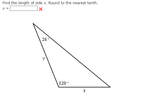 Solved Find the length of side x. ﻿Round to the nearest | Chegg.com