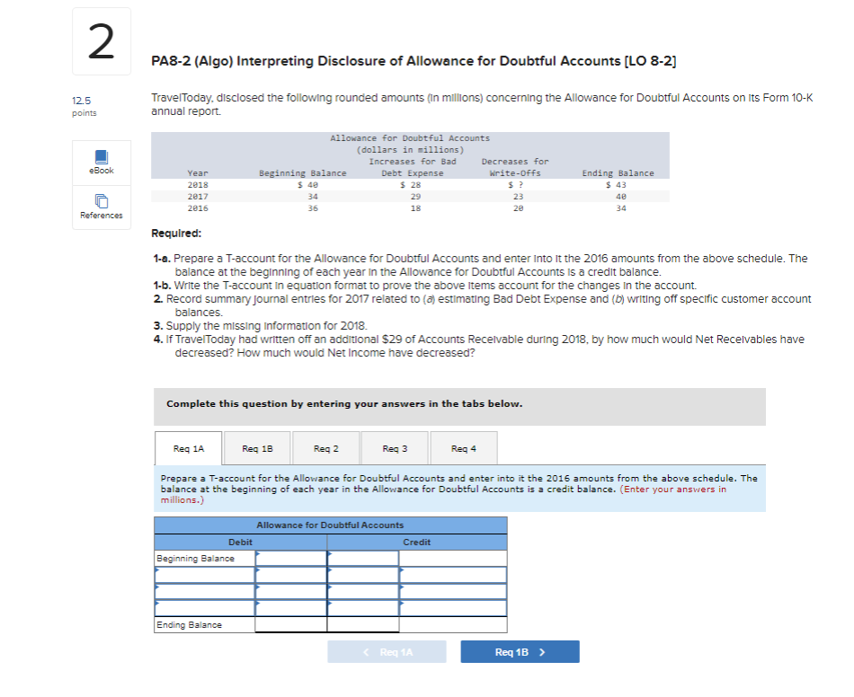 Solved PA8-2 (Algo) Interpreting Disclosure of Allowance for | Chegg.com