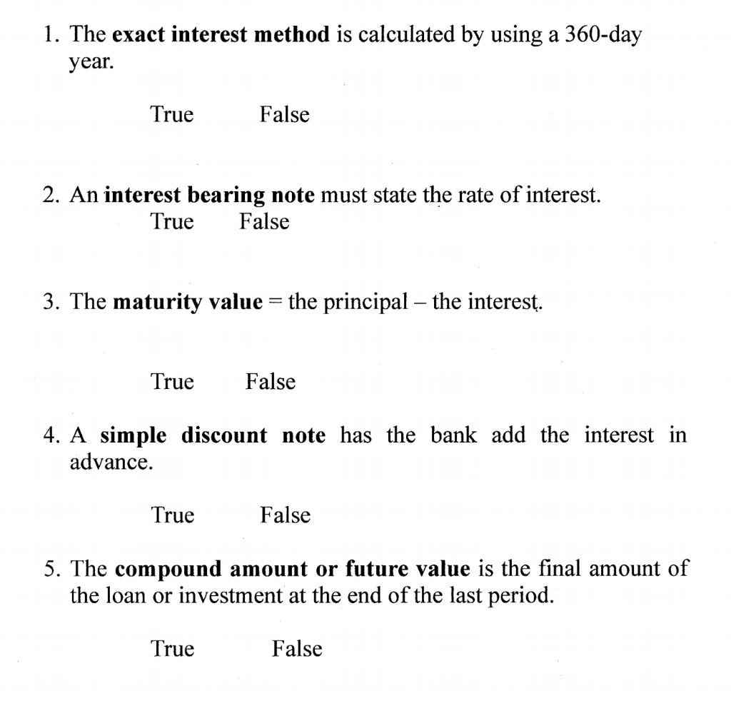 1. The exact interest method is calculated by using a | Chegg.com