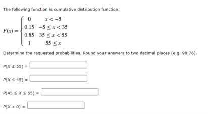 Solved The following function is cumulative distribution | Chegg.com
