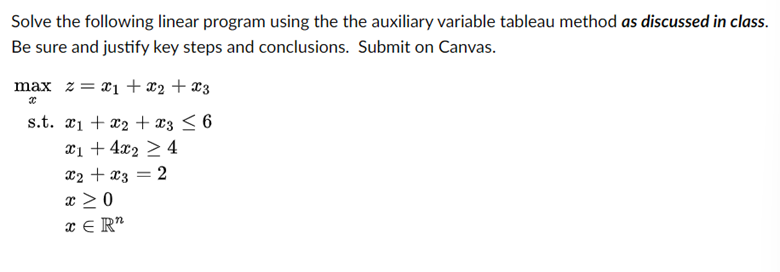Solved Solve the following linear program using the the | Chegg.com