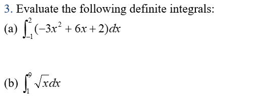 Solved 3. Evaluate the following definite integrals: (a) | Chegg.com