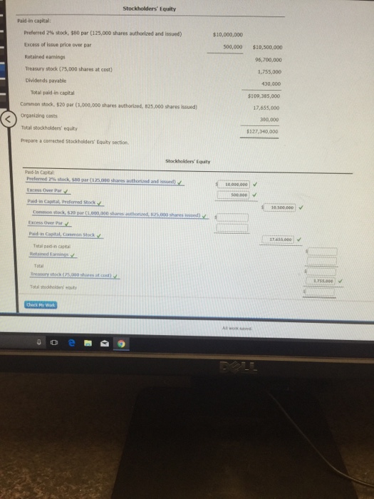 Solved Stockholders Equity Paid-in capital: Preferred 2% | Chegg.com
