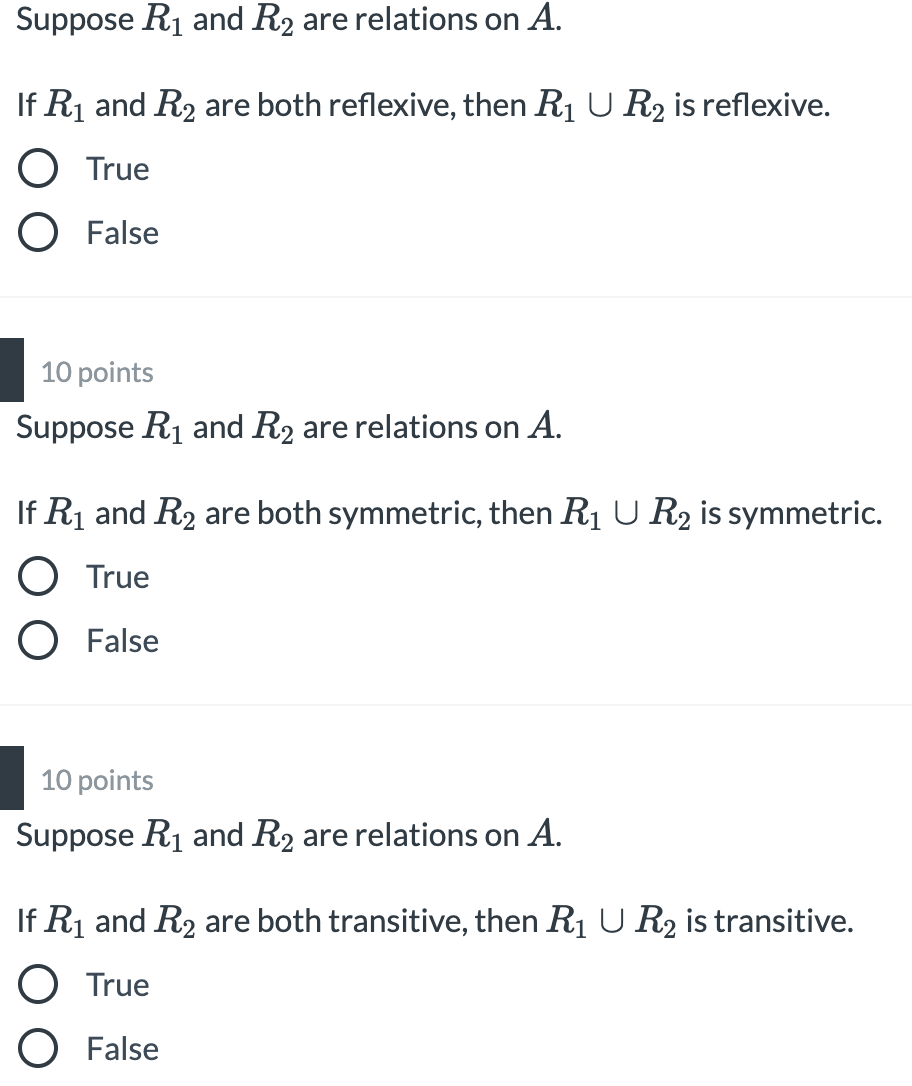 Solved Suppose Rį and R2 are relations on A. If R1 and R2 | Chegg.com