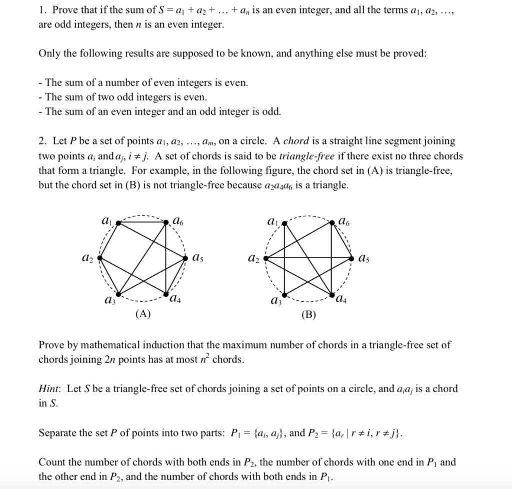 Solved 1. Prove that if the sum of S = a1 + a2 + ... + an is | Chegg.com