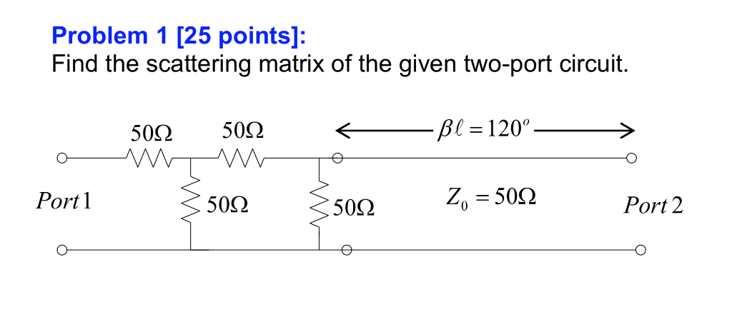 Solved Problem 1 [25 points]: Find the scattering matrix of | Chegg.com