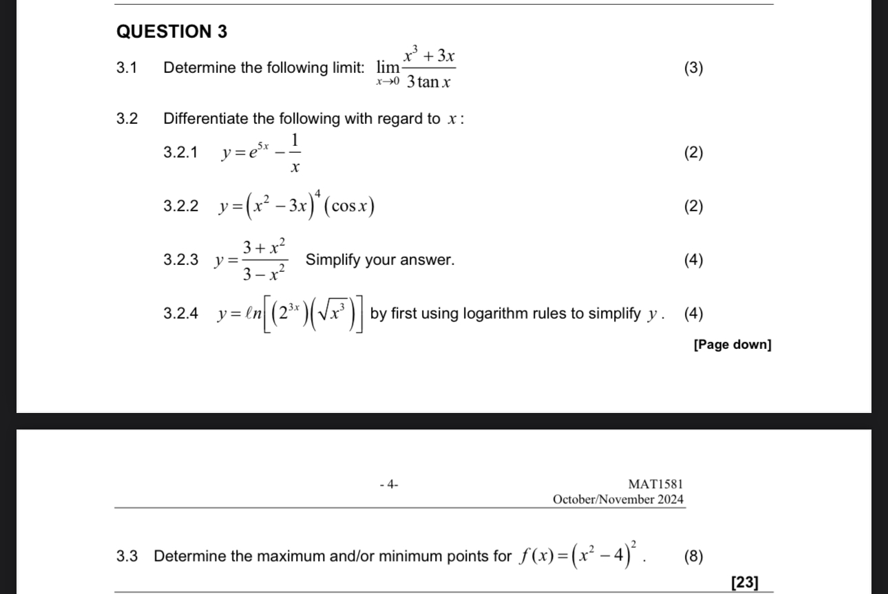 Solved QUESTION 33.1 ﻿Determine the following limit: | Chegg.com