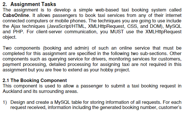Solved 2. Assignment Tasks The assignment is to develop a | Chegg.com