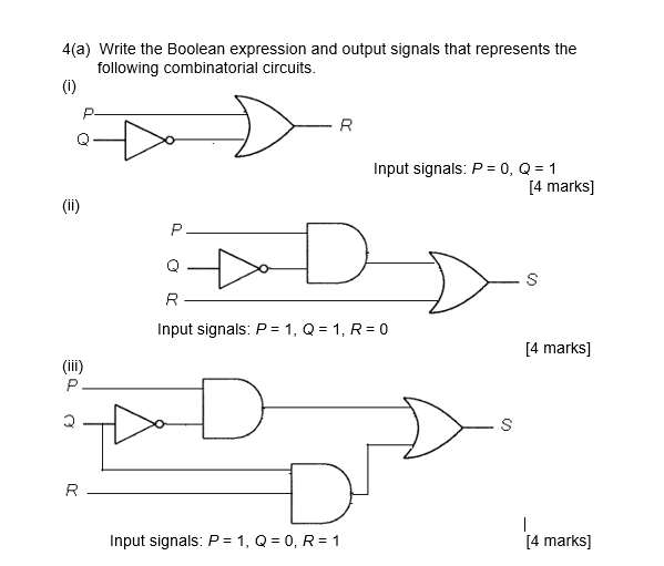 Solved 4(a) Write the Boolean expression and output signals | Chegg.com