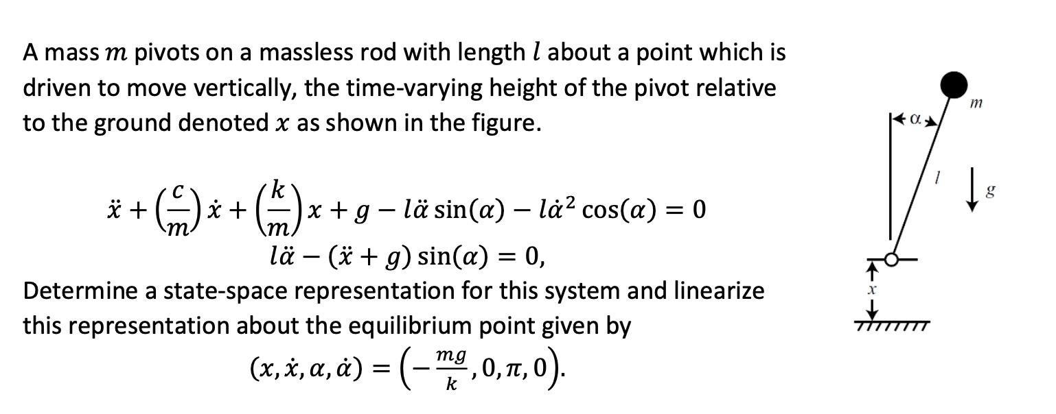 Solved A mass m pivots on a massless rod with length l about | Chegg.com