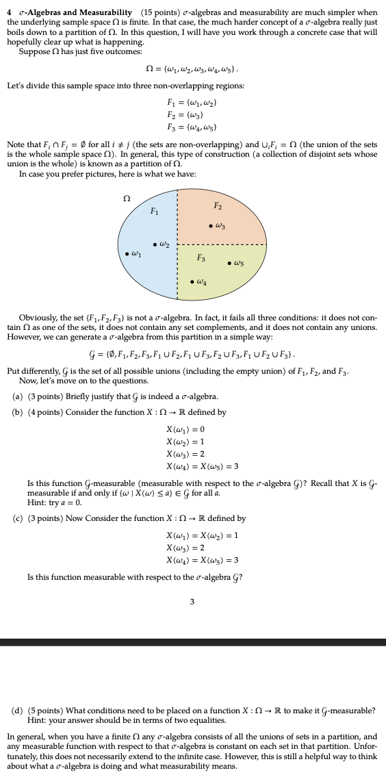 4σ Algebras And Measurability 15 Points σ Algebras