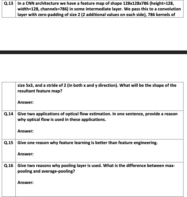 Solved Q.13 In a CNN architecture we have a feature map of | Chegg.com