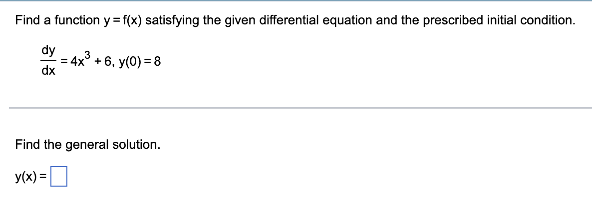 Solved Find a function y=f(x) satisfying the given | Chegg.com