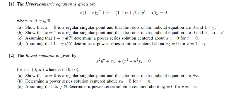 Solved [1] The Hypergeometric equation is given by: X(1 — | Chegg.com