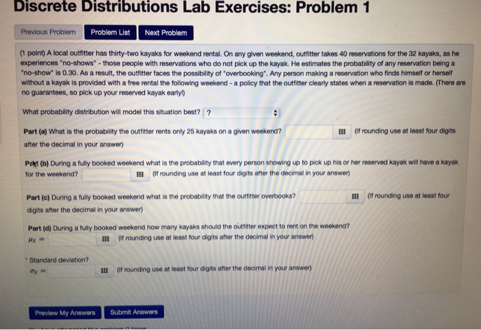 Solved Discrete Distributions Lab Exercises: Problem 1 | Chegg.com