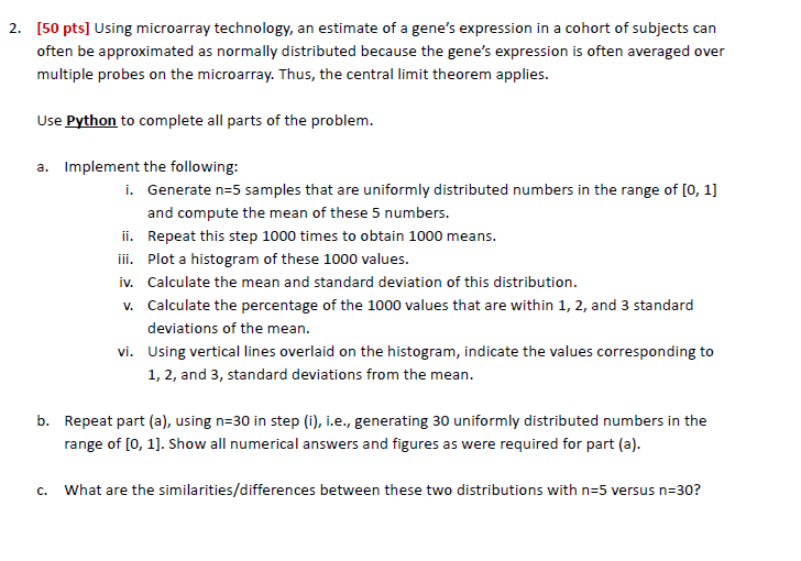 Solved 2. [50 pts] Using microarray technology, an estimate | Chegg.com