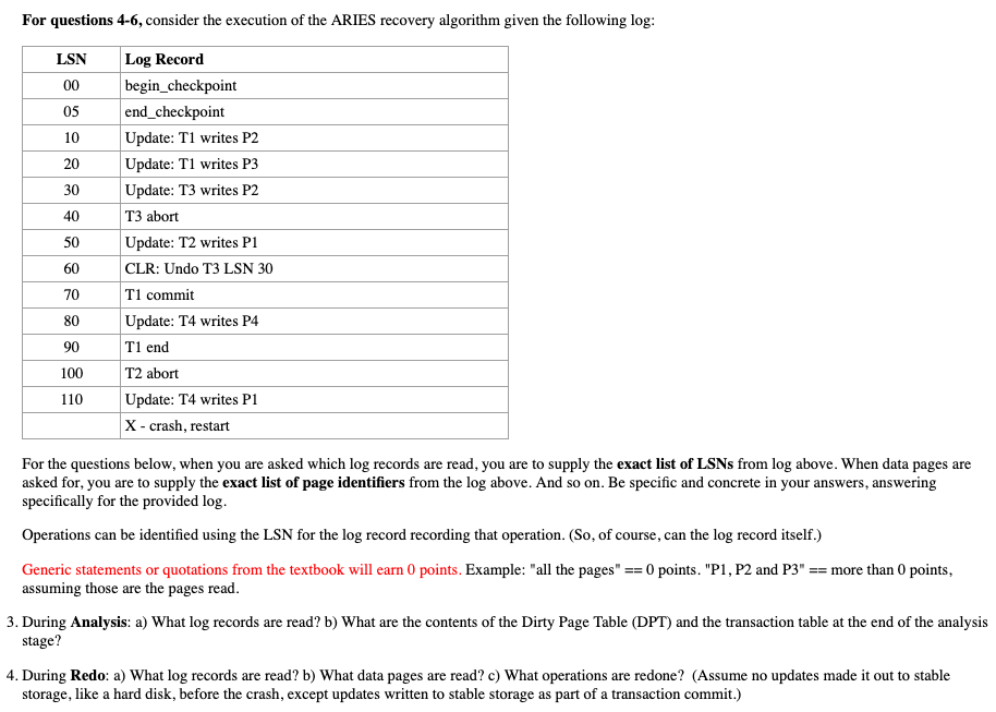 For questions 4-6, consider the execution of the | Chegg.com