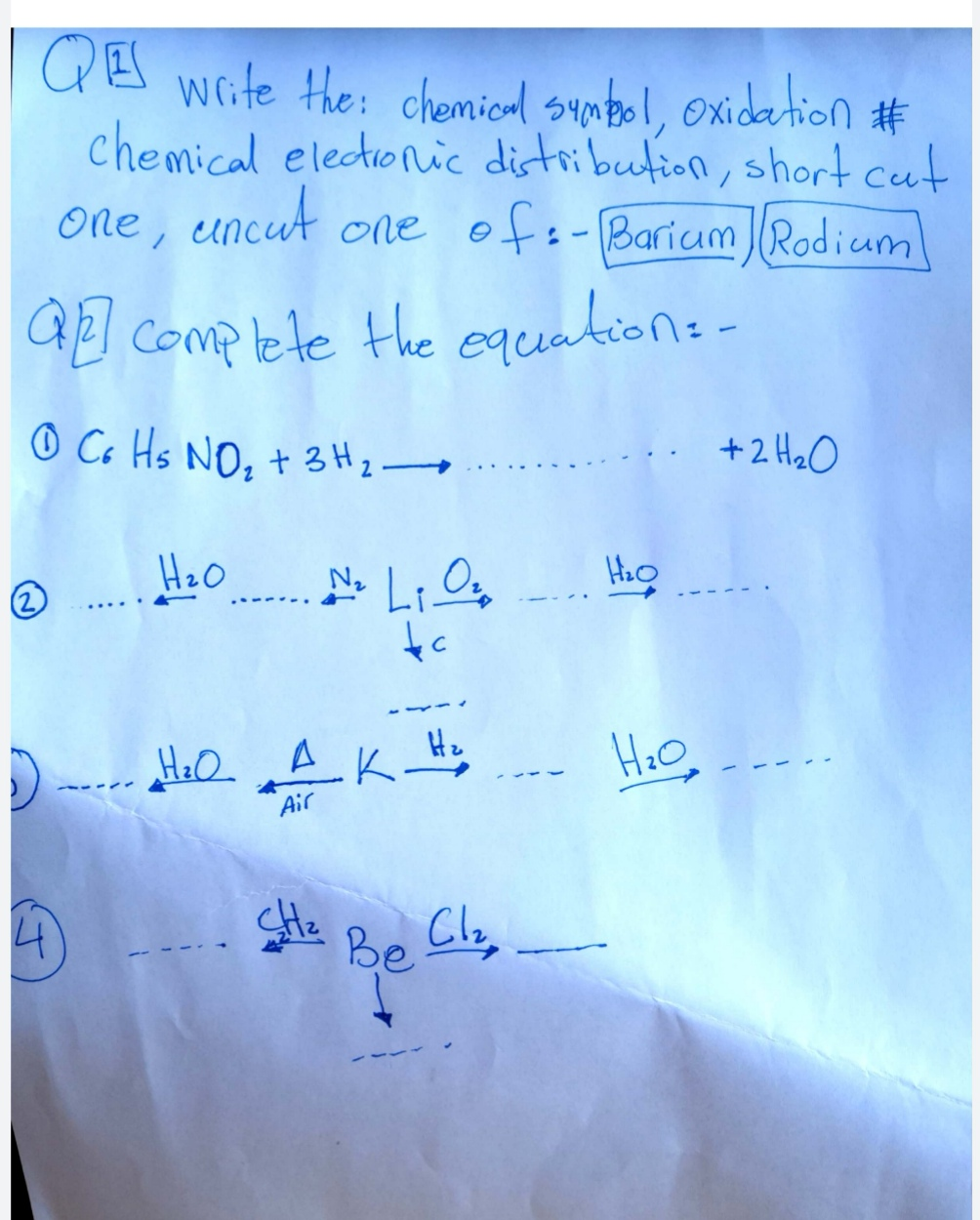 Solved QE write the chemical symbol, oxidation # chemical | Chegg.com