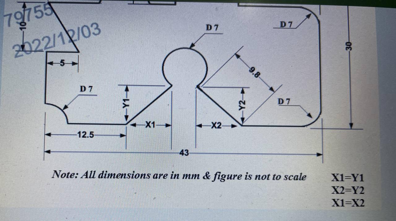 Solved Note: All dimensions are in mm \& figure is not to | Chegg.com