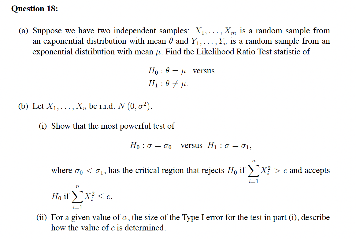 Solved (a) Suppose we have two independent samples: X1,…,Xm | Chegg.com