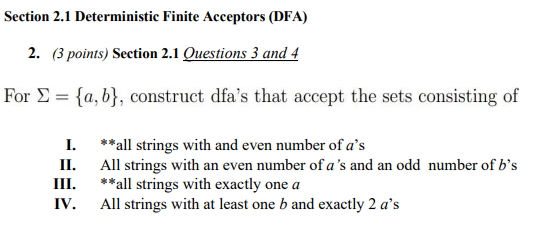 Solved Section 2.1 ﻿Deterministic Finite Acceptors (DFA)(3 | Chegg.com