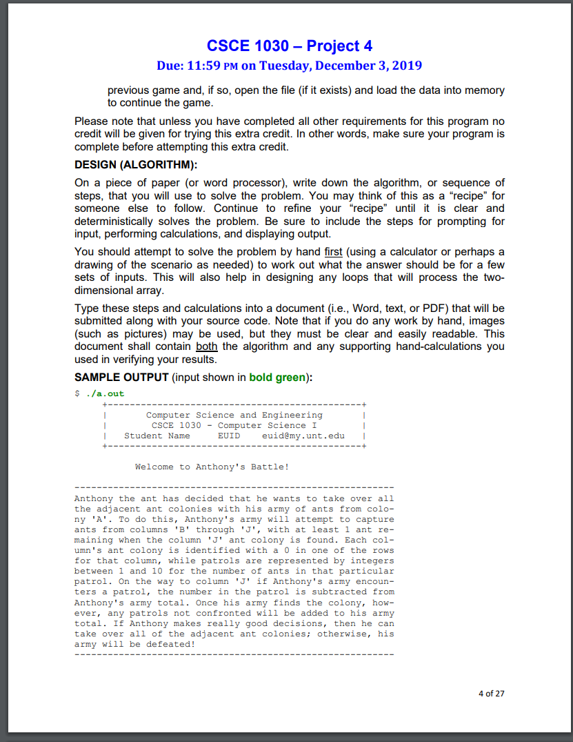 CSCE 1030: Homework 4 Due: 11:59 PM on Tuesday, | Chegg.com