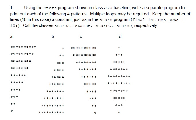 Solved 1. Using the Stars program shown in class as a | Chegg.com