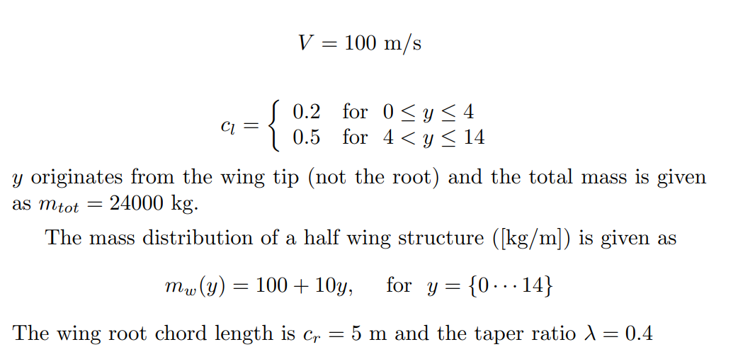 a) Calculate the wing bending moment distribution, | Chegg.com