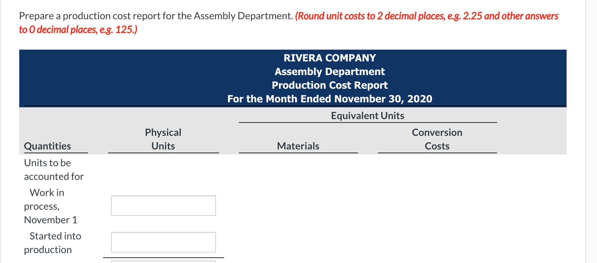 Solved Rivera Company has several processing departments. | Chegg.com