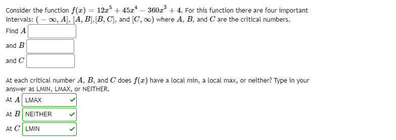 Solved Consider the function f(x)=12x5+45x4−360x3+4. For | Chegg.com