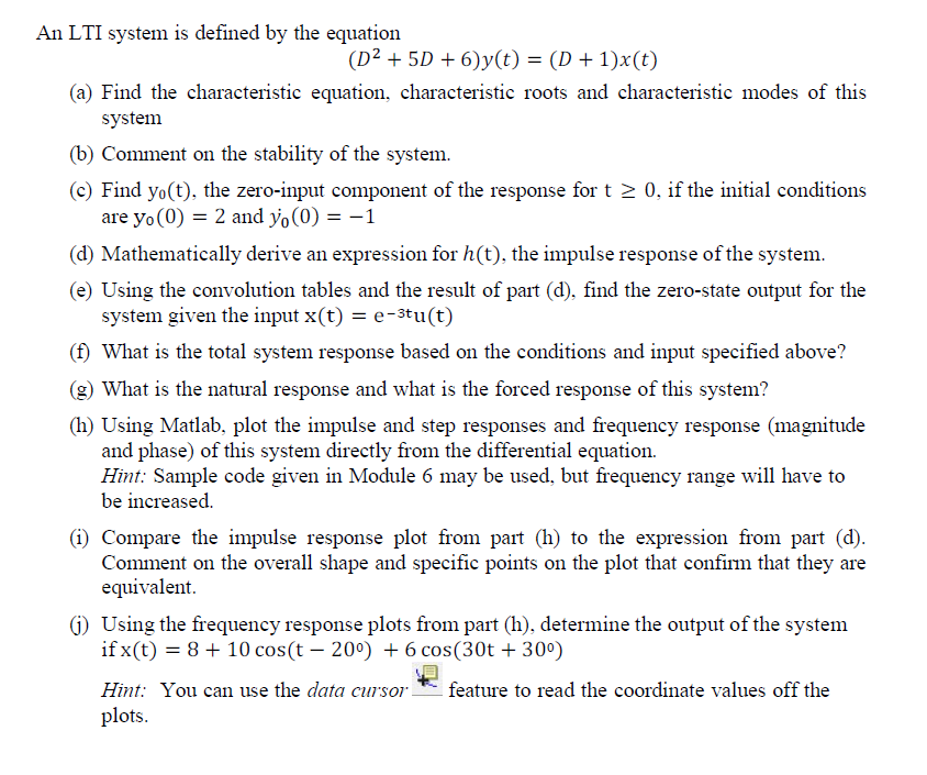 Solved An LTI system is defined by the equation | Chegg.com
