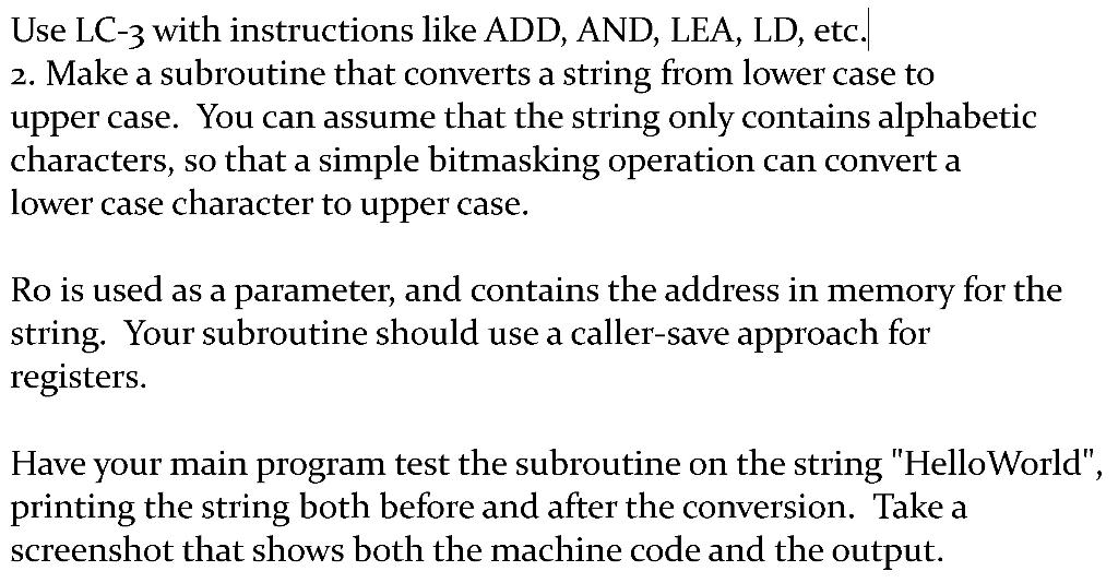 Solved a Use LC-3 with instructions like ADD, AND, LEA, LD, | Chegg.com