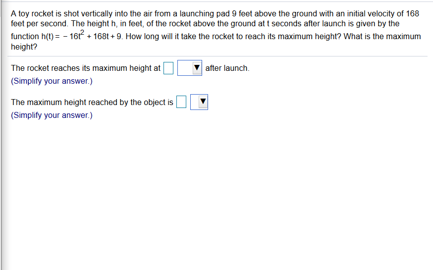 Solved A toy rocket is shot vertically into the air from a | Chegg.com