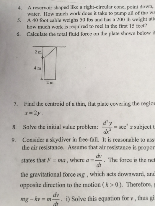 Solved Number 6, Calculate the total fluid force on the | Chegg.com