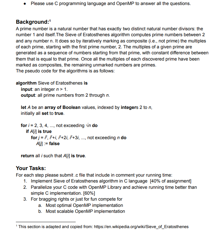 Solved • Please use C programming language and OpenMP to | Chegg.com