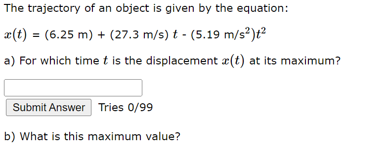 Solved The trajectory of an object is given by the | Chegg.com