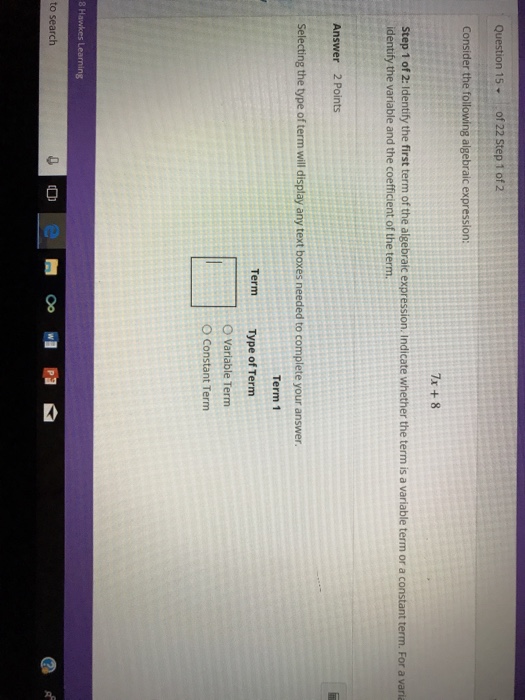 Solved Question 15 of 22 Step 1 of 2 Consider the following | Chegg.com