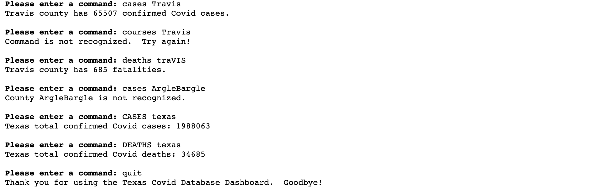 Solved Sample Behavior: > python3 Project3.py Welcome to the | Chegg.com