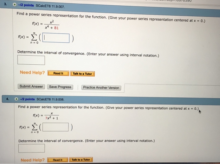 Solved 3. -12 points SCalcET8 11.9.007. Find a power series | Chegg.com Solved 3. -12 points SCalcET8 11.9.007. Find a power series | Chegg.com