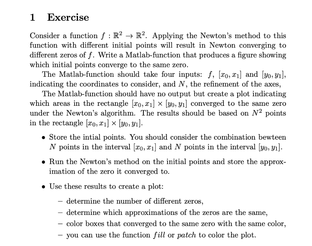 1 Exercise Consider a function f : R2 + R2. Applying | Chegg.com