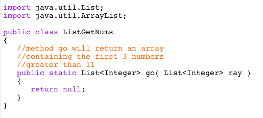 Solved import java.util.List import java.util.ArrayList; | Chegg.com